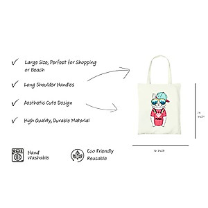 Cute Canvas Tote Bag for Women - Cat Gifts for Cat Lovers - Book Tote Bag - Cat Tote Bag with Music Theme - Reusable Shopping Bags for Grocery Utility Teacher (Music Cat)