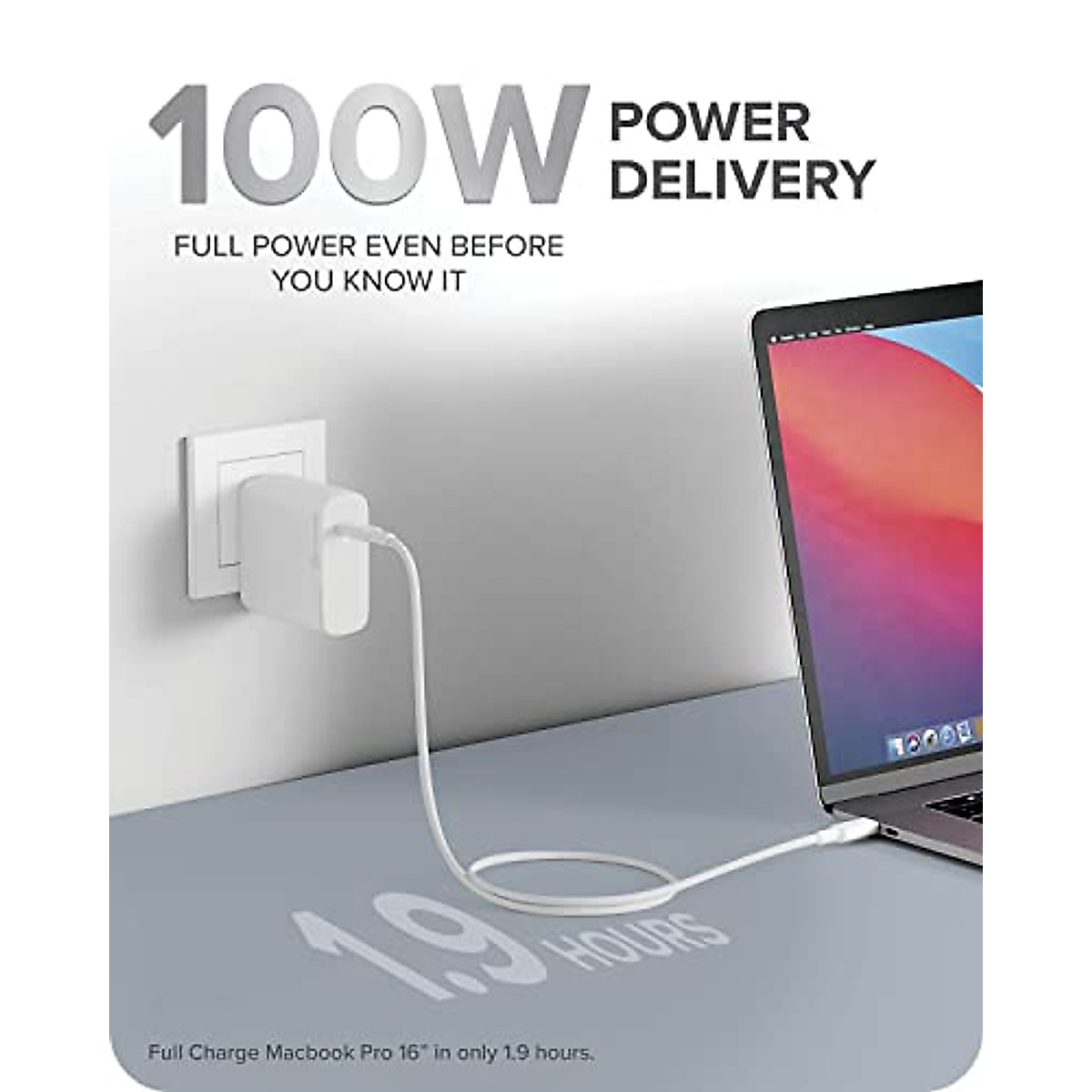 ALOGIC 100W MacBook Pro Charger USB C Charger with GaN Fast Tech, PD 3.0 Laptop Charger for MacBook Pro 16/13, Air, M1 Mac, XPS 15/13, iPad Pro, iPhone 13/13 Pro/Max/13 Mini Galaxy, Pixel & More