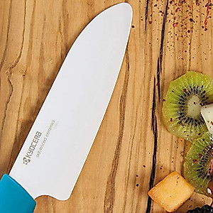 Kyocera Revolution 2-Piece Ceramic Knife Set: Chef Knife For Your Cooking Needs, 5.5" Santoku and 4.5" Utility Knife, White Blades with Blue Handles, White/Blue