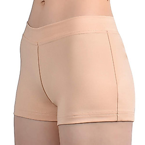 SUPRNOWA Boy Cut Shorts Low Rise Booty Shorts Spandex Active Dance Yoga Workout Fitness for Women (Nude, Small)