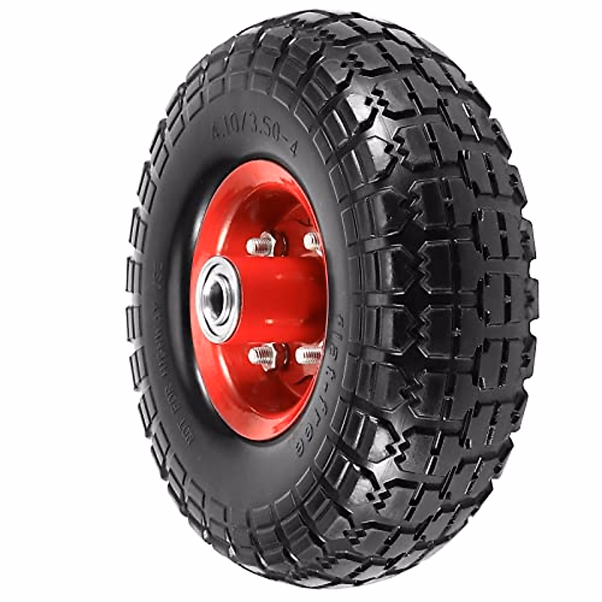 HEIHAK 10 Inches 4.10/3.50-4 Flat Free Hand Truck Tire with 5/8-Inch Center Shaft Hole, Flat Free Tire Wheel for Wagon, Dolly, Hand Truck, 220 lbs Max Load Bearing Capacity