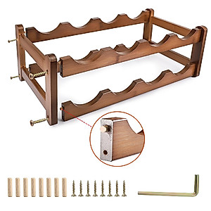 PAMISO 2-Tiers Wine Rack, 8-Bottles Bamboo Wine Stand Holder Wine Rack Countertop for Pantry, Kitchen, Bars, Wine Cellar