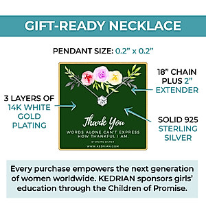 KEDRIAN Thank You Necklace, 925 Sterling Silver, Perfect Thank You Gifts for Women Friends, Employee Appreciation Gifts for Women, Teacher Appreciation Gifts For Coworkers, Thank You Gift For Women