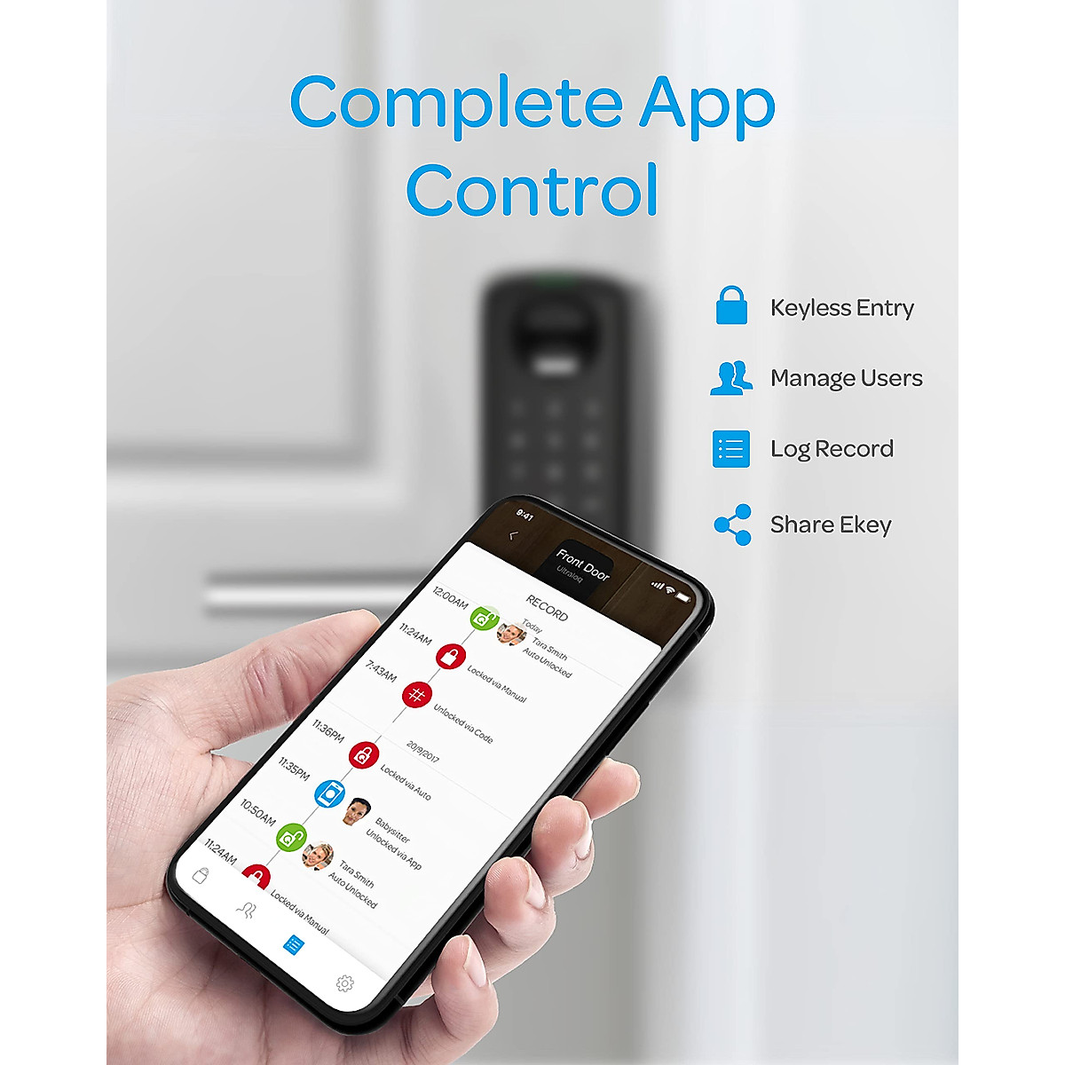 ULTRALOQ Lever, WiFi Smart Lock with Bridge, Heavy Duty 5-in-1 Keyless Entry Door Locks, Fingerprint Lock with Keypads and Voice Guide, Smart Door Lock for Front Door, Home and Office
