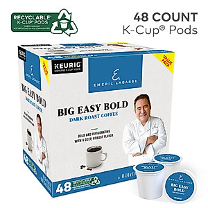 Emeril Big Easy Bold Single-Serve Keurig K-Cup Pods, Dark Roast Coffee Pods, 48 Count