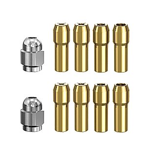 Collet Set for Dremel, 10Pcs Replacement 4485 Brass Quick Change Rotary Drill Nut Tool Set (1/8" x 2, 3/32" x 2, 1/16" x 2, 1/32" x 2）