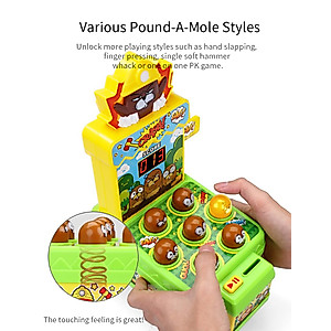 PowerTRC Whack Game Mole Toddler Toys, Mini Arcade Pounding Toys Set with 2 Hammers for 3 4 5 6 7 8 Years Old Boys Girls, Whack Mole Game Toy Interactive Early Developmental Toy