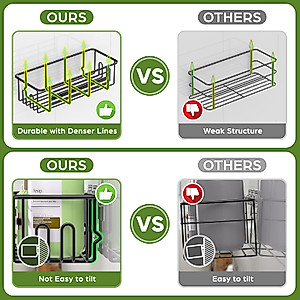 TOPCHASE Shower Caddy Shower Organizer, 4 Pack Shower Shelves for Inside Shower, Rustproof Adhesive Black Shower Storage Rack With Built-in Soap Dish