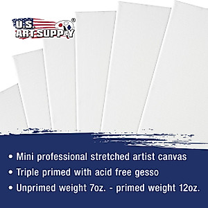 U.S. Art Supply Mini Stretched Canvas 10-Ounce Primed Variety Rectangular Assortment (8-Mini Canvases -1" x2-3/8, 2x2-3/4, 2-3/8x3-1/8, 2-7/8x3-5/8, 3-1/4x4, 3-5/8x4-3/8, 4x4-3/4, 4-3/8x5-1/8