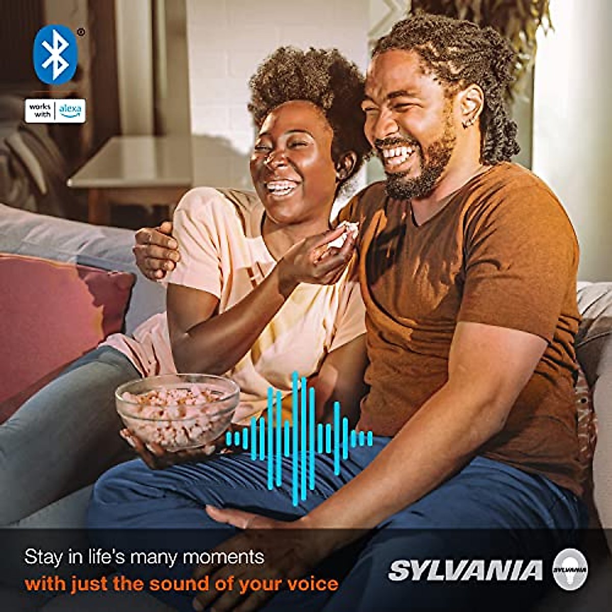 SYLVANIA Bluetooth Mesh LED Smart Light Bulb, One Touch Set Up, A19 60W Equivalent, E26, Soft White, Works with Alexa Only - 2 PK (75761)
