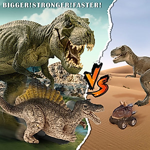 LIHAO 6 Pack Easter Eggs Dinosaur Toys Pull Back Cars for Easter Egg Hunt, Easter Basket Stuffers Fillers Kids Party Favors