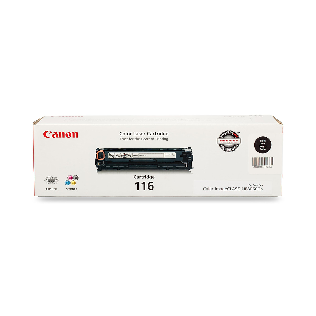 Canon Genuine Toner, Cartridge 116 Black (1980B001), 1 Pack, for Canon Color imageCLASS MF8050Cn, MF8080Cw Laser Printer (CNMCRTDG116BK)