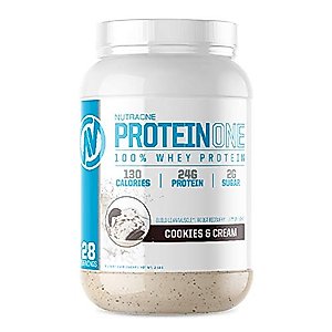 NutraOne ProteinOne Whey Protein Promote Recovery and Build Muscle with a Protein Shake Powder for Men & Women (Cookies & Cream, 2 LB)