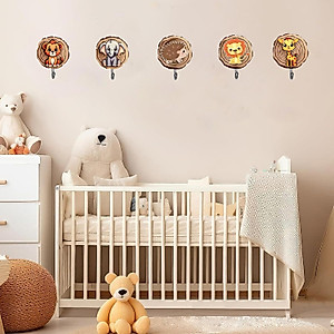 Vamotto Wooden Animal Wall Hooks, 6-Pack Self Adhesive Coat Hooks Hanging Wall Mounted Hooks for Coats, Towels, Hats,Backpack, Robe, Purse,Decorative Farmhouse