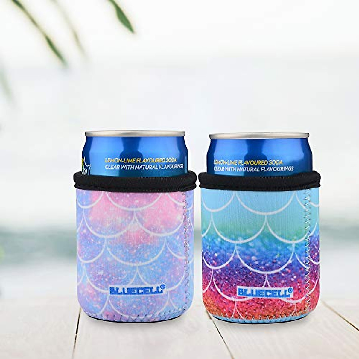 Bluecell Pack of 3 Neoprene Insulators Fish Scale Pattern Beer Can Sleeves for 7.5oz Drink Beer Cans (Fish-Scale Pattern(3pcs), 7.5 oz)