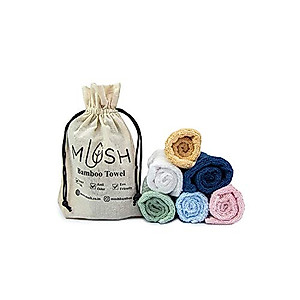 MUSH 600 GSM Hand Towel Set of 2- Pink | 100% Bamboo |Ultra Soft, Absorbent & Quick Dry Towel for Gym, Pool, Travel, Spa and Yoga | 29.5 x 14 Inches