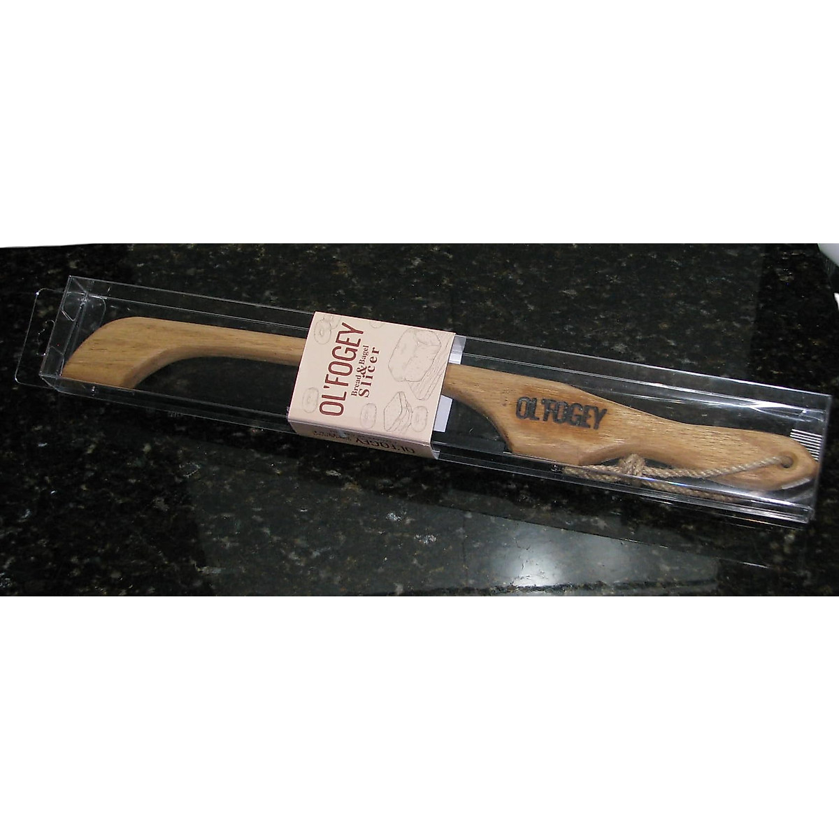 BREAD Knife islice.ca Bagel Knife - solid oak bow bread slicer for homemade bread - 17 inch - easy grip handle. For sourdough loaf & baguettes, easily slices crusty and hot loaves premium kitchen gift