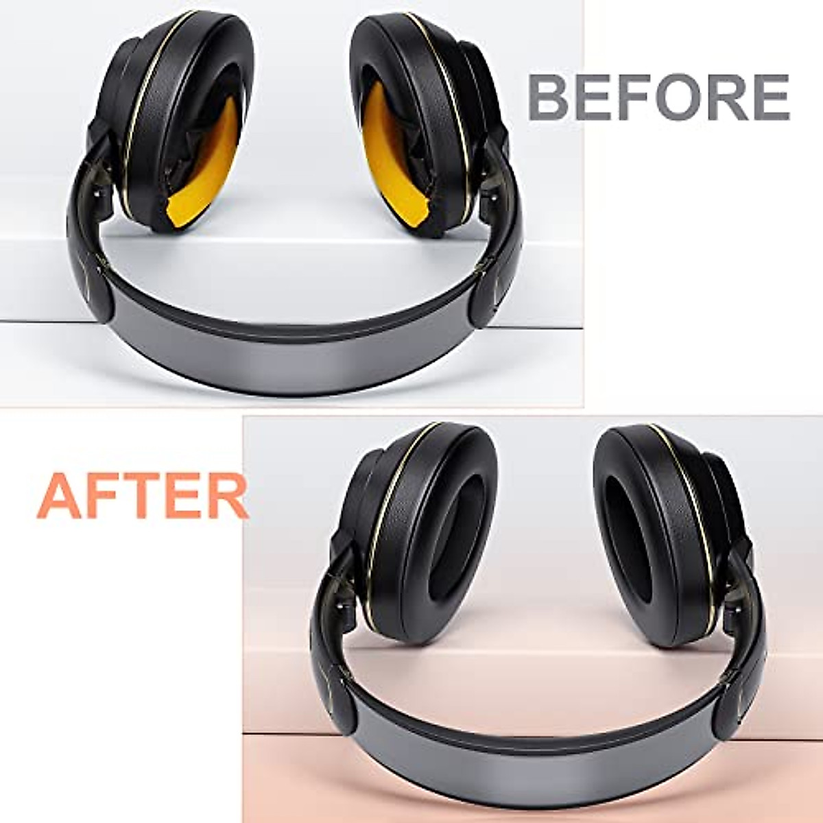 Replacement Ear Pads for Solo 2 & 3 Wireless On-Ear Headphones, PChero 2 Pairs Protein Leather Earpads Memory Foam Cushion Covers Compatible with Beats Solo2/Solo3 A1796/B0534 Headphone (Black)