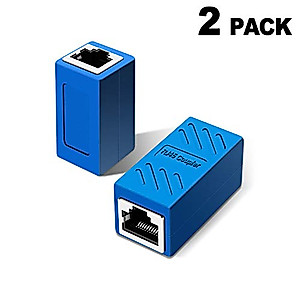 RJ45 Inline Coupler,RJ45 Coupler, for Cat7/Cat6/Cat5e/cat5 Ethernet Cable Extender Connector - Female to Female, Blue 2 Pack