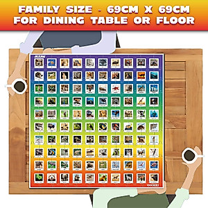 100 PICS Jigsaw Quiz Logos, Family Puzzle + Fun Quiz, 1-8 Players, Table Size Game, 45 Minutes Playing Time