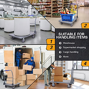 Heavy Duty Metal Platform Truck Cart,Flatbed Cart with TPR Rubber Wheels,2200LBS Capacity Steel Platform Cart,Flat Bed Carts with Wheels and Folding Handle,36"x24"Large Flatbed