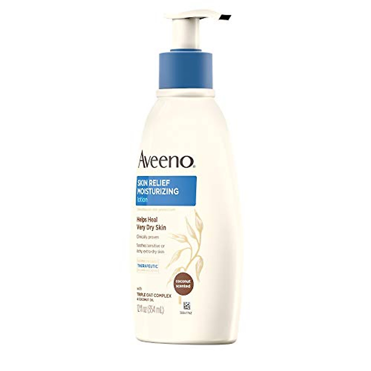 Aveeno Skin Relief Moisturizing Lotion with Scent Triple Oat Complex Dimethicone Skin Protectant for Sensitive ExtraDry Itchy Skin, Coconut, 12 Fl Oz
