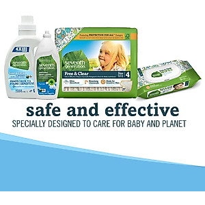 Seventh Generation Free & Clear Baby Wipes with easy open top, 64 count packs (pack of 12) (768 wipes)