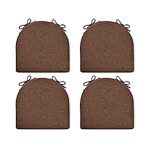 COSNUOSA Kitchen Chair Cushions D-Shaped Dining Chair Cushions with Ties Non Slip Kitchen Dining Chair Pads and Seat Cushion Set 17 x 16 Inches Brown 4 Pcs