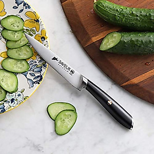 SAVEUR SELECTS 1026238 German Steel Forged 5" Serrated Utility Knife