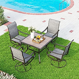 MFSTUDIO 4 Pieces Patio Metal Dining Swivel Chairs Bistro Backyard Rocker Chairs Weather Resistant Garden Outdoor Furniture