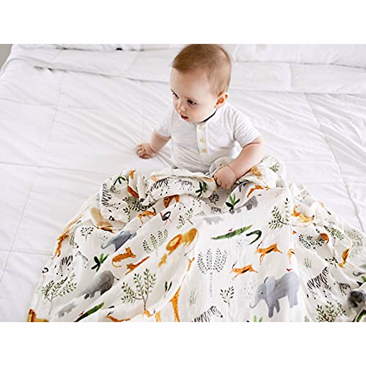 Loulou Lollipop Soft Baby Swaddle Blanket Muslin Wrap Receiving Blanket for Newborn to Toddler Girl and Boy, Large 47” by 47” - Safari Jungle…