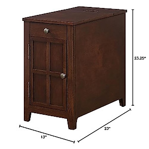 Ball & Cast End Table with Charging Station Chair Side Table Built-in USB Ports & Outlets, Dark Brown