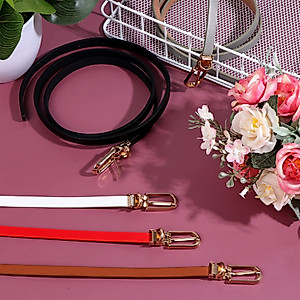 Uoeo Set of 10 Womens Thin Belts Women Skinny PU Leather Belt Adjustable Thin Waist Belt