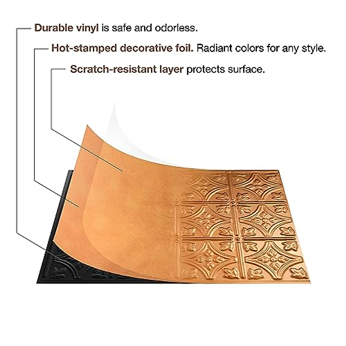 FASÄDE Traditional Style/Pattern 1 Decorative Vinyl 18in x 24in Backsplash Panel in Brushed Onyx (5 Pack)