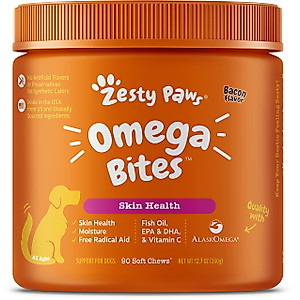 Omega 3 Alaskan Fish Oil Chew Treats for Dogs - with AlaskOmega for EPA & DHA + Turmeric Curcumin for Dogs - for Hip & Joint Mobility Supports