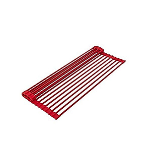 True & Tidy, Multi-Purpose Over The Sink Roll-Up Drying Rack, DR-881, Red