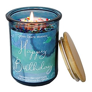 Happy Birthday Candle - Vanilla Buttercream Birthday Cake Scented Soy Wax Candle with Sprinkles for Home, Happy Birthday Gifts for Women, Best Friends Women Gift, Cedar Crate Market - Made in The USA
