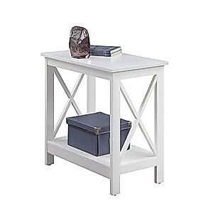 Convenience Concepts Oxford Chairside End Table with Shelf, White