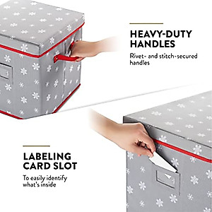 ZOBER Christmas Light Storage - Christmas Light Organizer W/ 4 Plastic Christmas Lights Organizer Wheel - Strong & Durable Material - Stitched Reinforced Handles - Gray