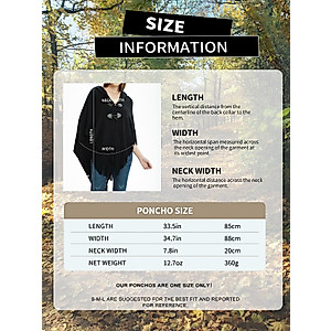 Ferand Women’s Loose Fitting Poncho Cape Shawl with Stylish Horn Buttons, V Neckline and V Hem, Black