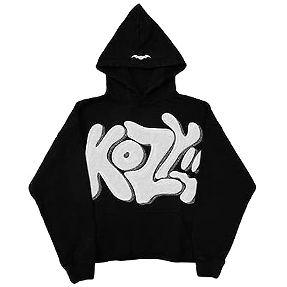 Amiblvowa Streetwear Hoodies for Men Y2k Kozy Graphic Puff Print Oversized Sweatshirt Unisex Long Sleeve Emo Grunge Harajuku Hooded Jacket