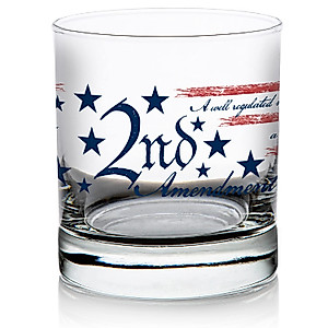 Lucky Shot - 2nd Amendment Whiskey Glass | Novelty Old Fashioned Wine Glasses | American USA Patriotic Scotch Glass Gift | Old Fashioned Wine Glass Gift | Gift For Him (16 oz)
