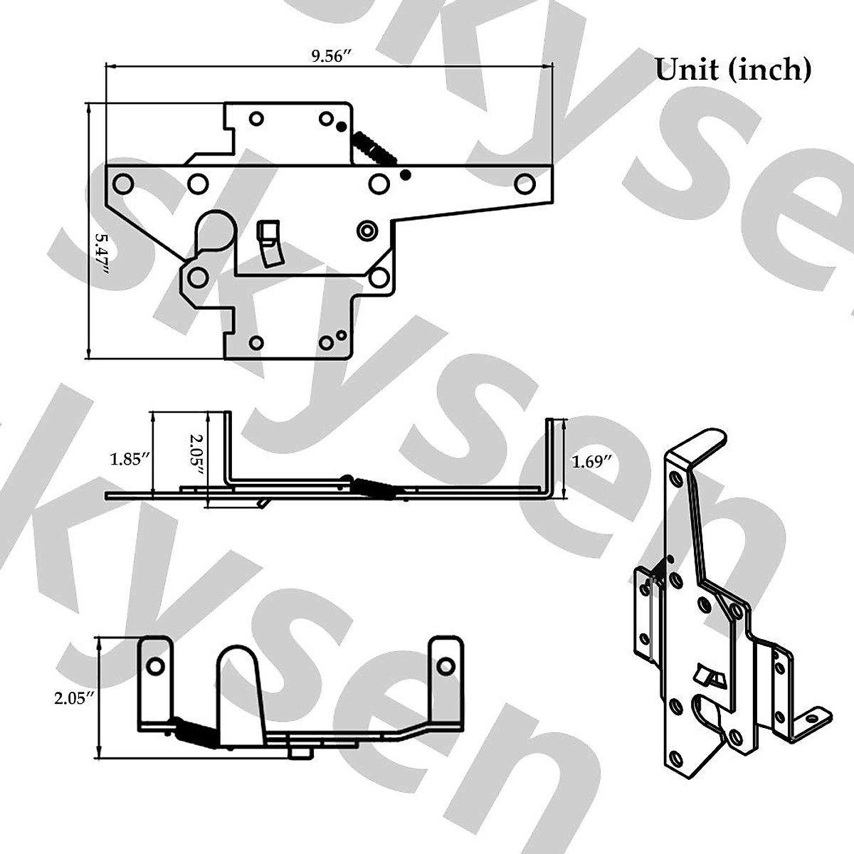 skysen Carbon Steel Self Closing Vinyl Fence Single Gate Hinge and Latch Hardware Kit -2 Hinges and 1 Latch (Single Gate Kit-cs)