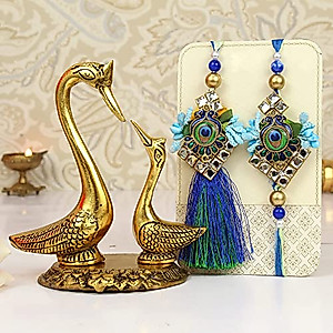 TIED RIBBONS Rakhi for Brother and Bhabhi with Gift Set | Swan Statue | Rakhi Thread | Roli Chwal Tika - Raksha bandhan Bhai Bhabhi Rakhi Set | Rakhi Card | Lumba Rakhi for Bhabhi