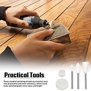 Lasnten 64 Pcs Wool Felt Polishing Tips Wheel Polishing Bits Buffing Mounted Mandrel Grinding Bits Point Mandrel Jewelry Polishing Kit Tool Accessories for Rotary Tool Attachment