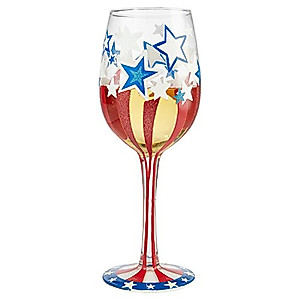 Enesco Designs by Lolita Land of The Free Artisan Wine Glass, 1 Count (Pack of 1), Multicolor