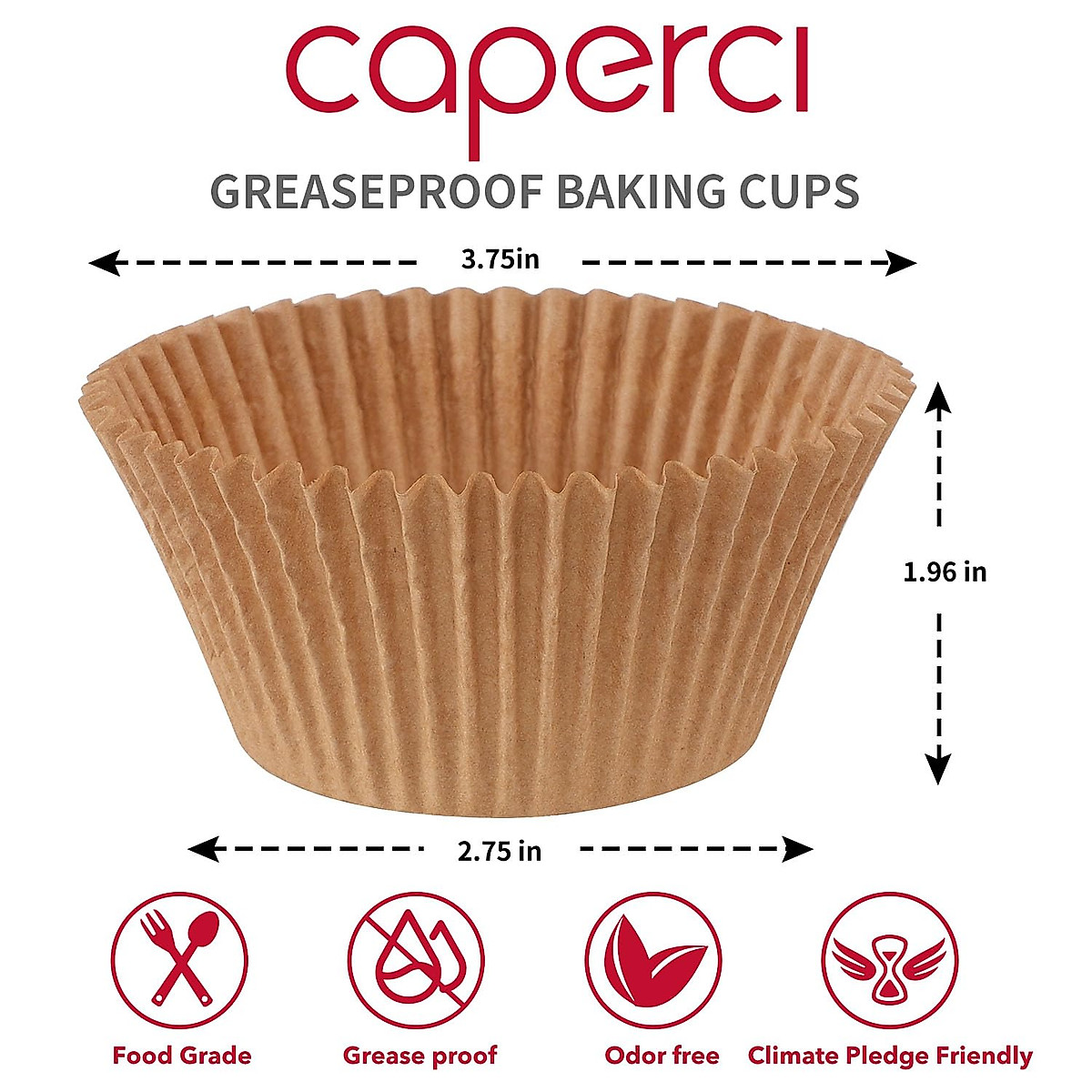 Caperci Jumbo Cupcake Liners Natural Muffin Baking Cups 300-Count, No Smell, Food Grade, Upgraded Grease-Proof Paper (Natural)