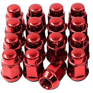 Wheel Accessories Parts Set of 16 ATV/UTV Lug Nut Kit M12x1.5 Thread Closed End Bulge Acorn Lug Nuts 1.38” Long - Cone Seat - 19mm (3/4”) Hex Wheel Lug Nut (Red)