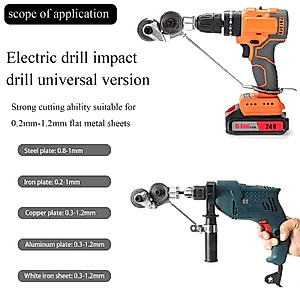 Electric Drill Plate Cutter Upgrade Drill Nibbler Metal Cutter Electric Drill Shears Attachment Metal Cutter For Cutting Aluminum Lron Copper Flat Metal Sheets
