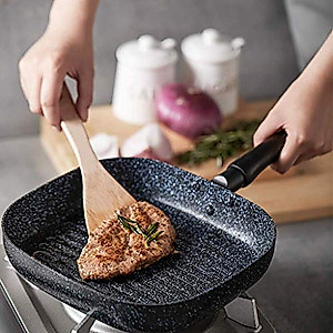 SDGH Frying Pan, Contemporary Hard-Anodized Aluminum Nonstick Cookware, Square Grill Pan, Black
